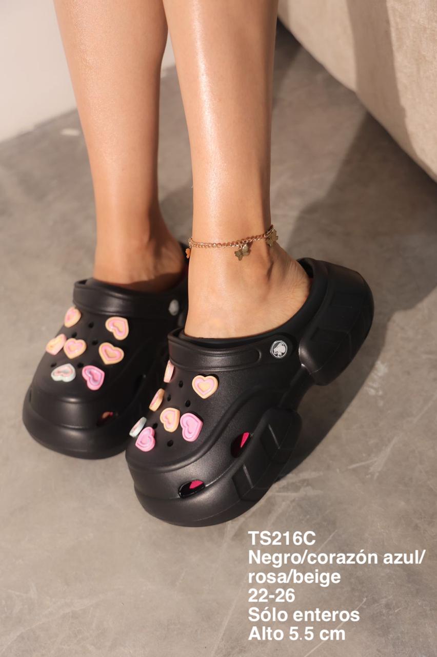 TS216C Negro/Corazón Azul/Rosa/Beige – Calzado Andy